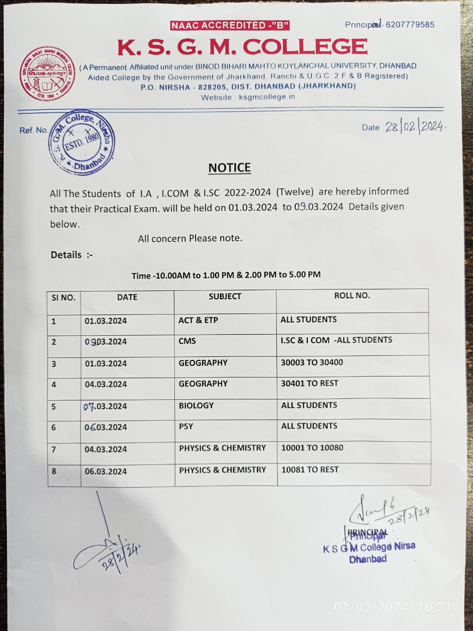 K.S.G.M. COLLEGE NIRSA, a college for degree in arts, commerce, science