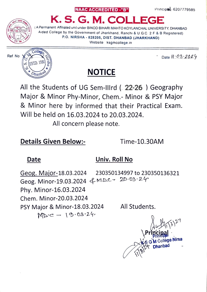 K.S.G.M. COLLEGE NIRSA, a college for degree in arts, commerce, science